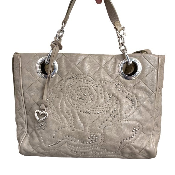 Brighton | Bags | Brighton Rare Stunning Gray Leather Quilted Two Way ...
